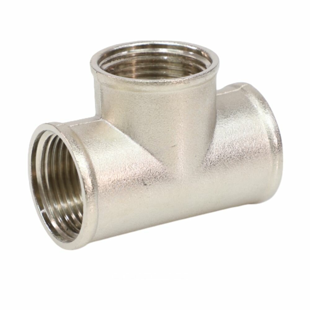 Тройник латунь никель Ду 20 (3/4") ВР/ВР VALFEX VF.130. N.034