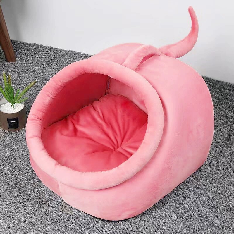 Кошачье гнездо тепло зимой, подходит для всех сезонов, кошачий домик, полузакрытая кошачья кровать, зимнее гнездо для