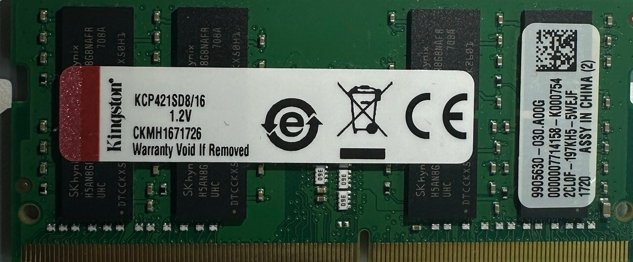 Оперативная память для ноутбука KINGSTON DDR4 16Gb 2133MHz 1x16 ГБ (KCP421SD8/16)