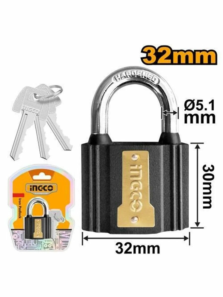 Замок навесной 32 мм INGCO DIPL0301