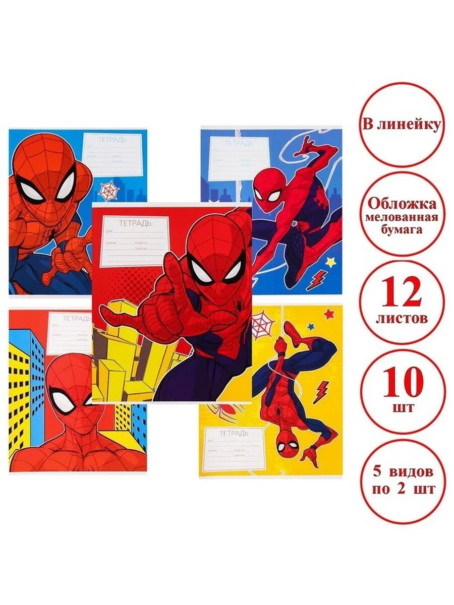 Набор тетрадей с Человеком-пауком — 10 штук