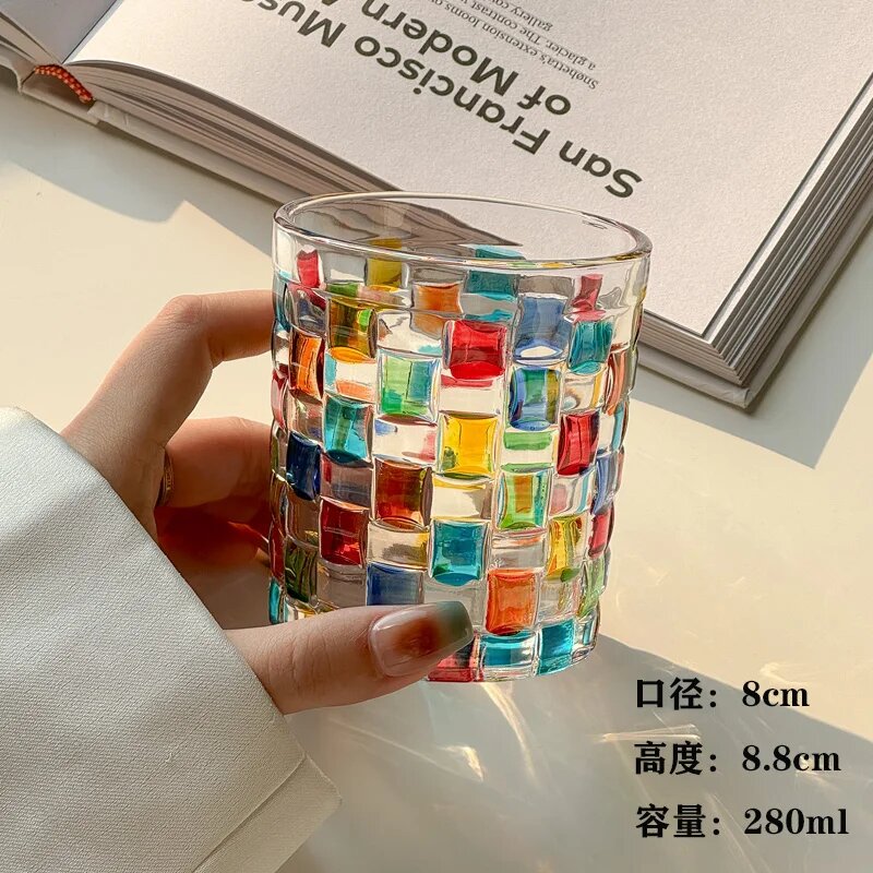 Ручная стеклянная чашка радуга