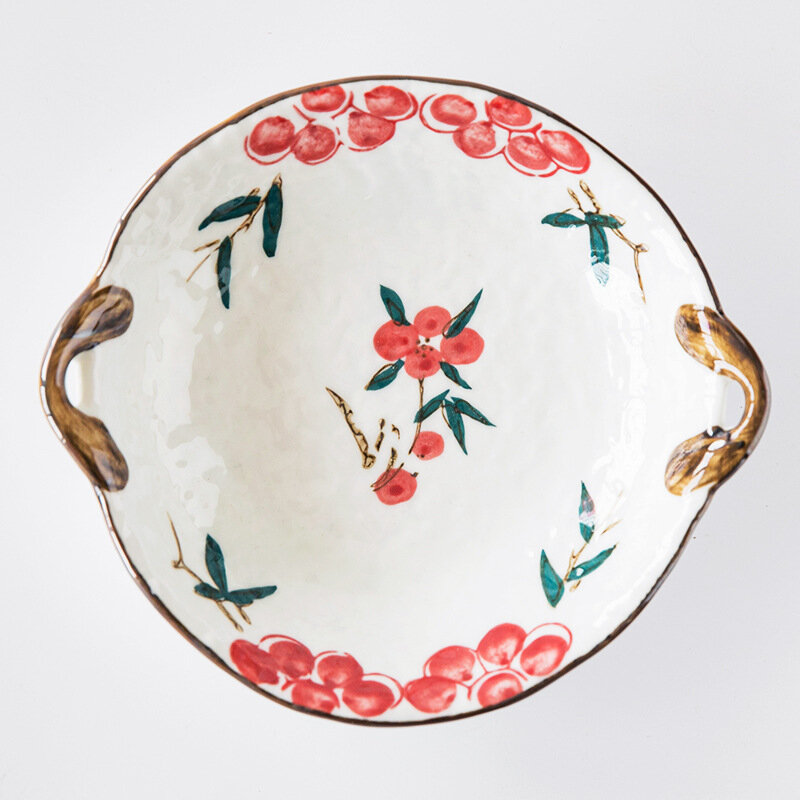 Японская импортная посуда Mino, ручная роспись, винтажная тарелка с двумя ушками, старинный японский стиль, тарелка для карри и риса, десертная тарелка