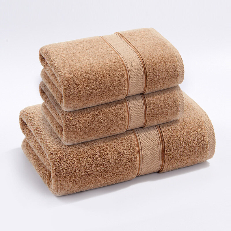 Новый комплект больших полотенец для взрослых, 100% хлопок, утолщенные, унисекс.