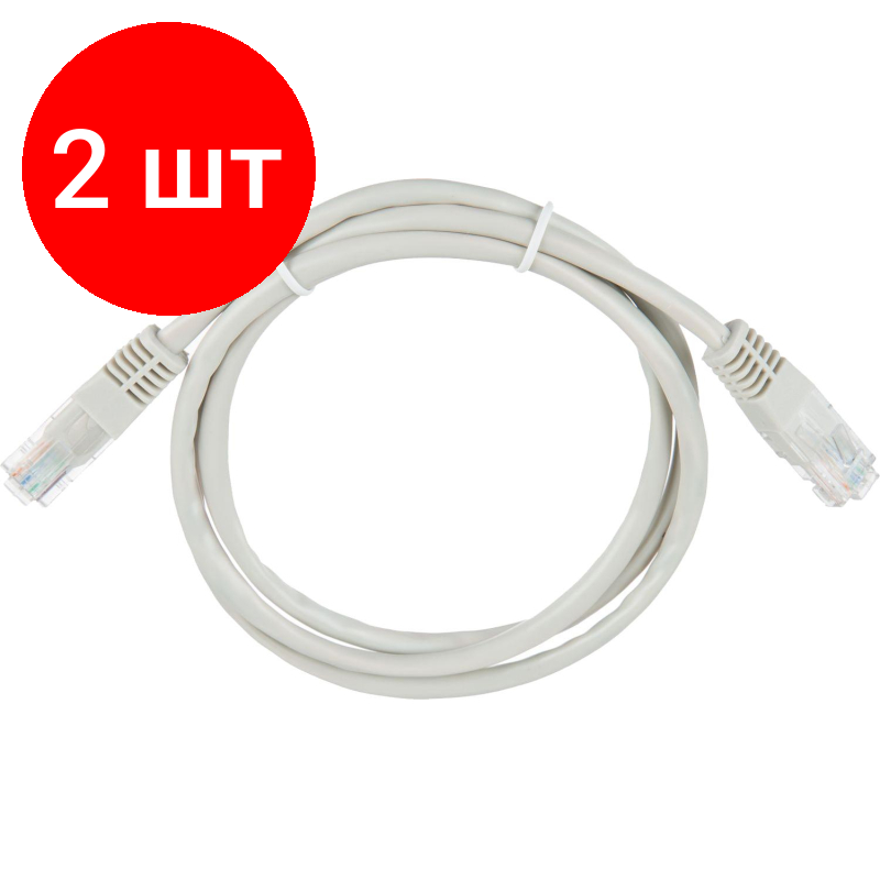 Комплект 2 штук, Патч-корд BigTech OPCC002 UTP CCA кат.5e/1м/литой/многожильный (серый)