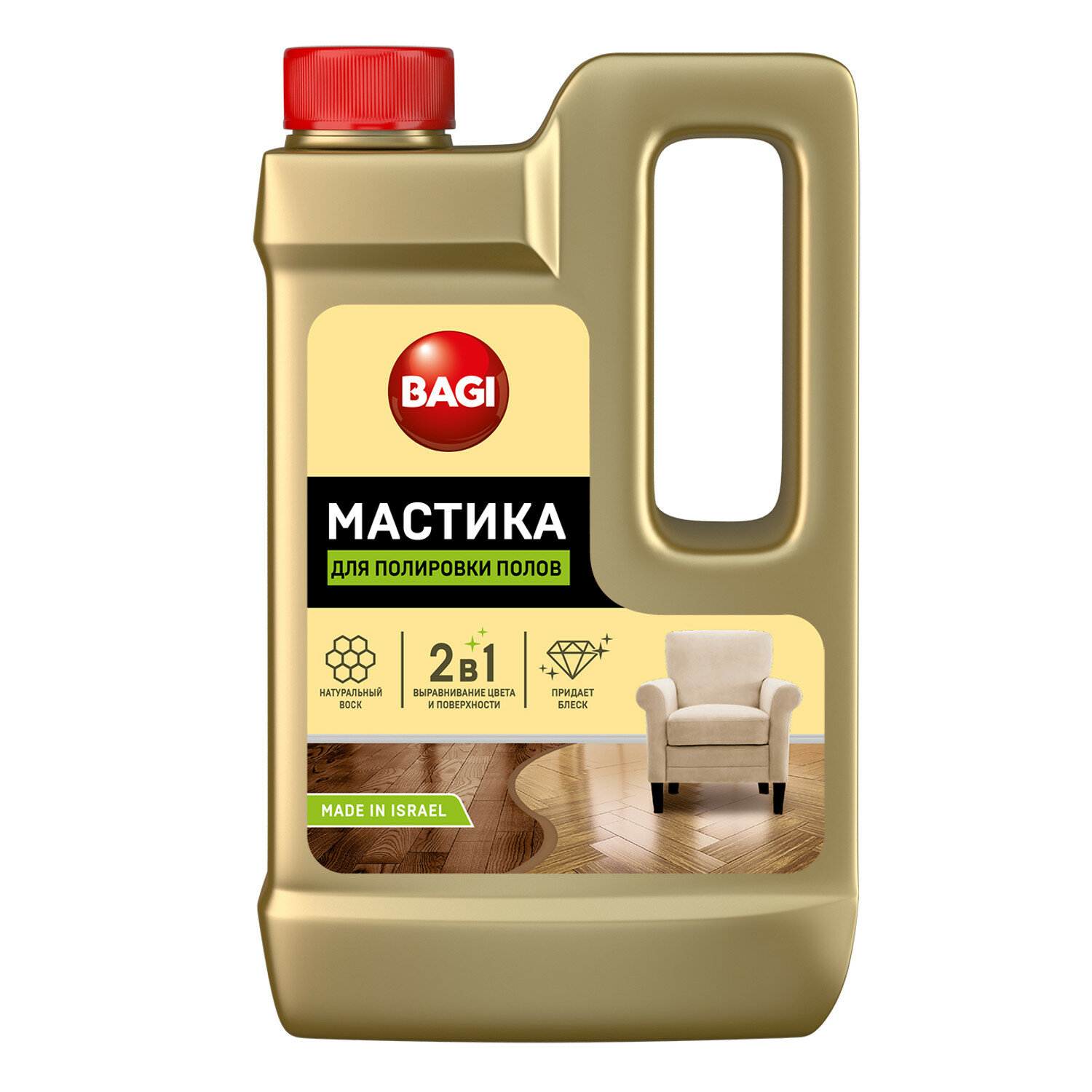 Средство для полировки полов Bagi Мастика дерево, 2 в 1, 500 мл