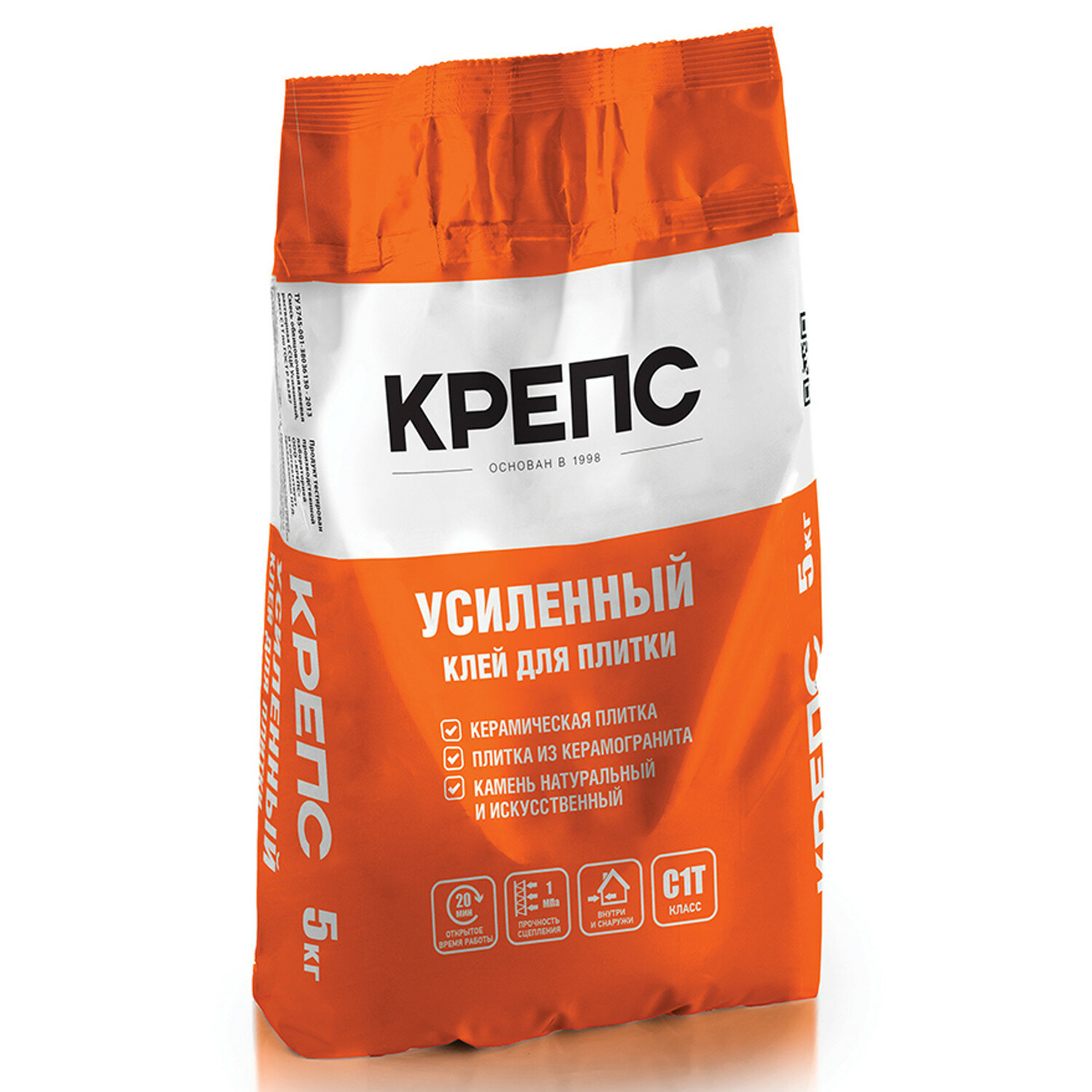 Клей плиточный крепс Усиленный, для внутренних и наружных работ, 5 кг