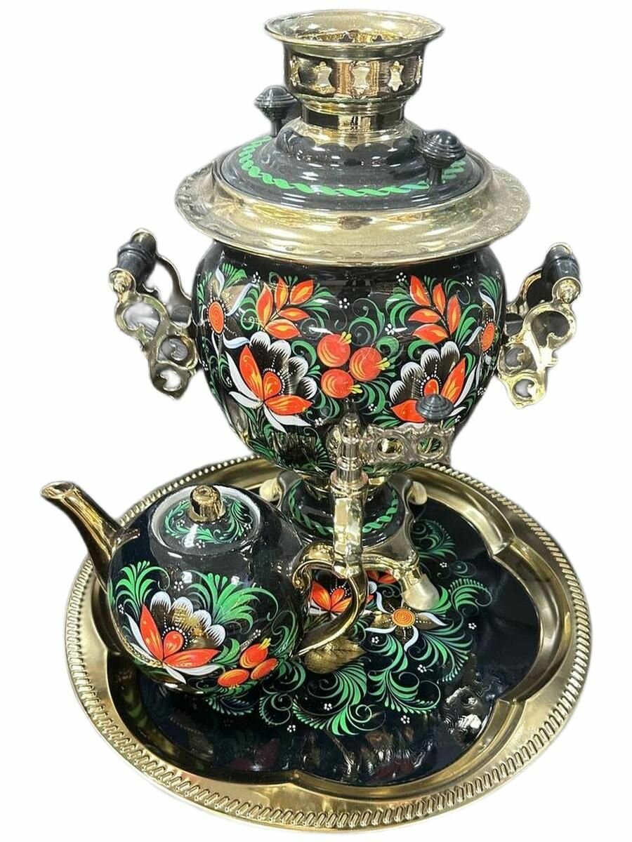 Набор самовар электрический 3 литра с художественной росписью с автоматическим отключением при закипании