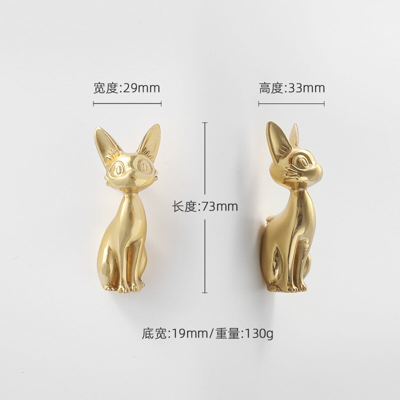 Креативная персональная мебельная ручка из латуни в виде животных: обезьяна, котенок, мышь, медведь, собака, олень, кролик, лошадь