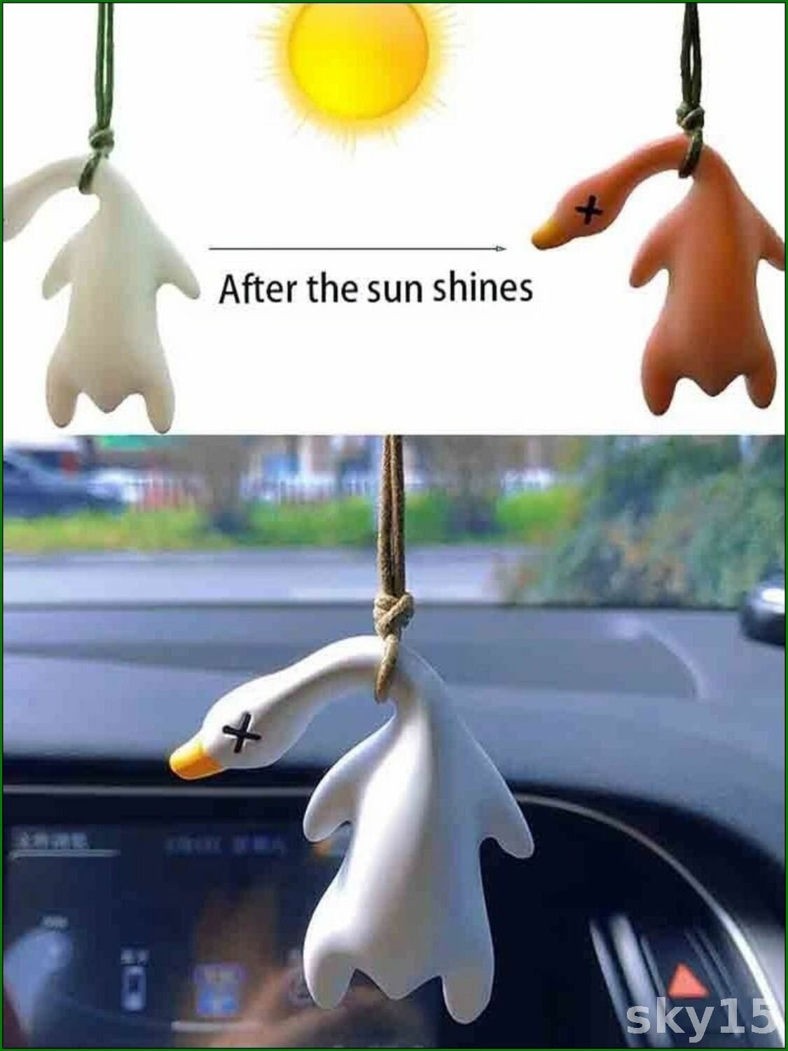 Висячая игрушка на зеркало "Утка" с термохромным эффектом, популярный автобрелок, смешной аксессуар для декора авто