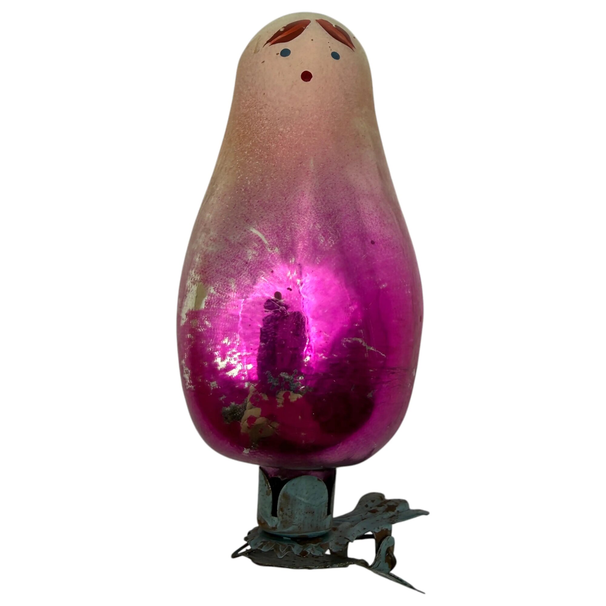 Игрушка ёлочная "Матрешка" на прищепке, 10 см, 1950-1960 гг, СССР