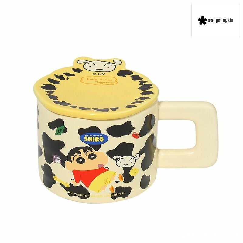 Эксклюзивная керамическая кружка для кофе с крышкой, модель Crayon Shinchan, выполнена из премиального материала