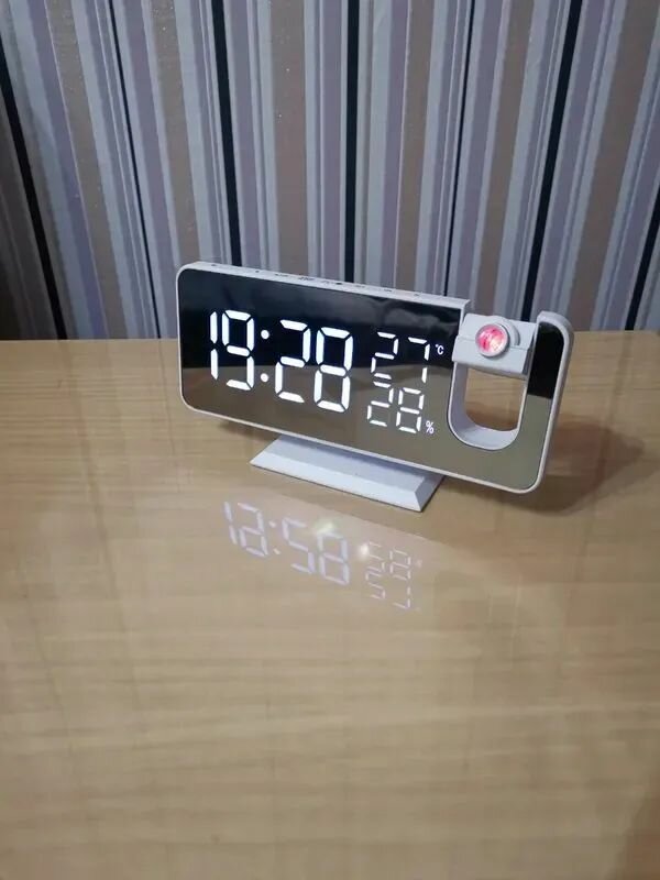Часы электронные настольные, проекционные, с будильником, радио и термометром, с подсветкой, Best Time