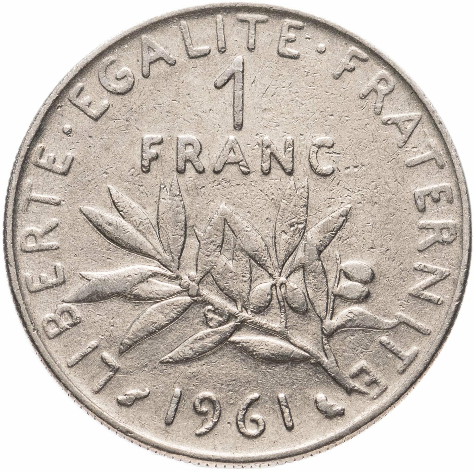 Франция 1 франк 1961, Никель, в сохранности VF-XF