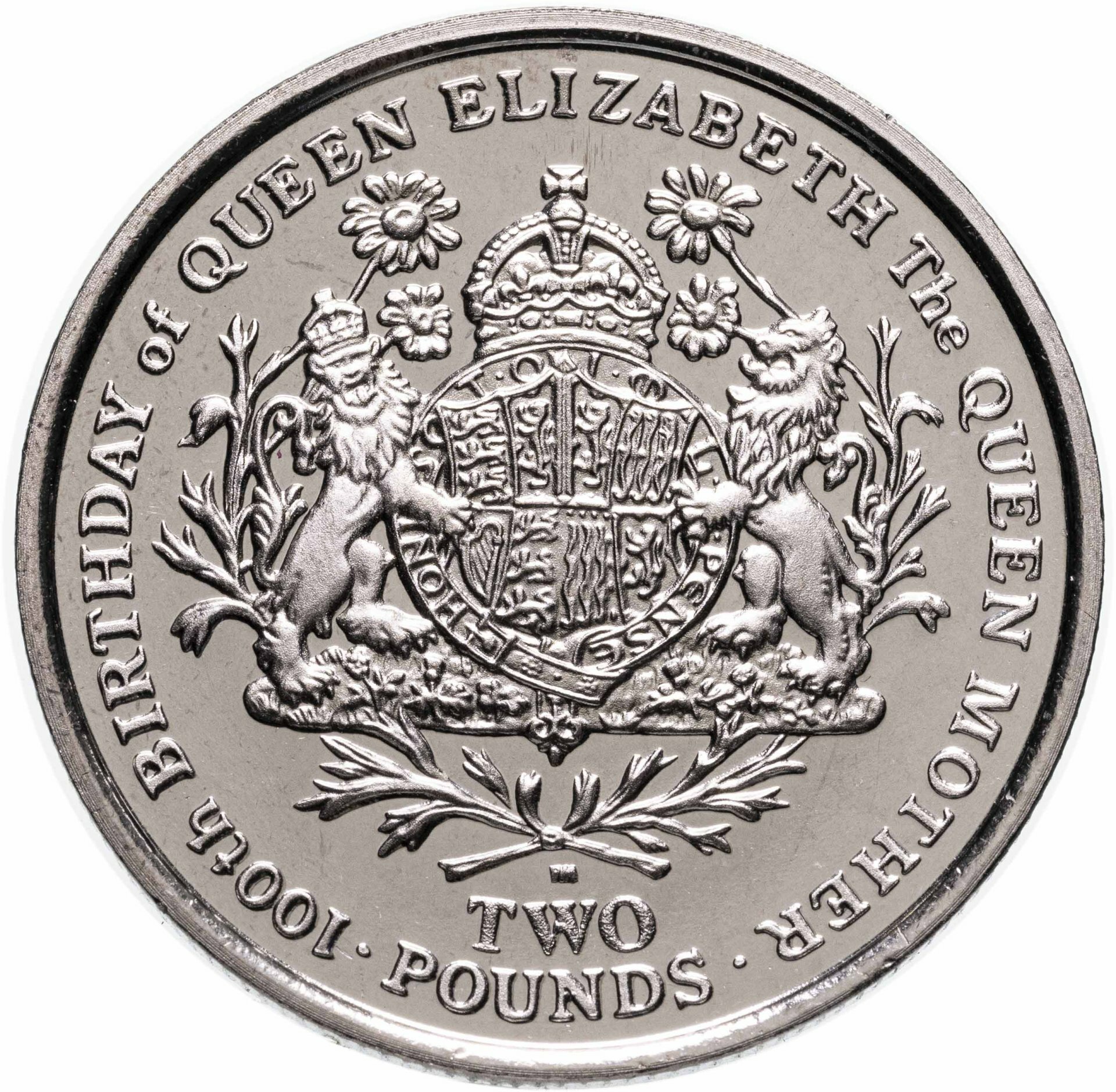 Южная Георгия и Южные Сандвичевы Острова 2 фунта 2000 "100-летие королевы Елизаветы II", Мельхиор медь-никель, в сохранности BUNC