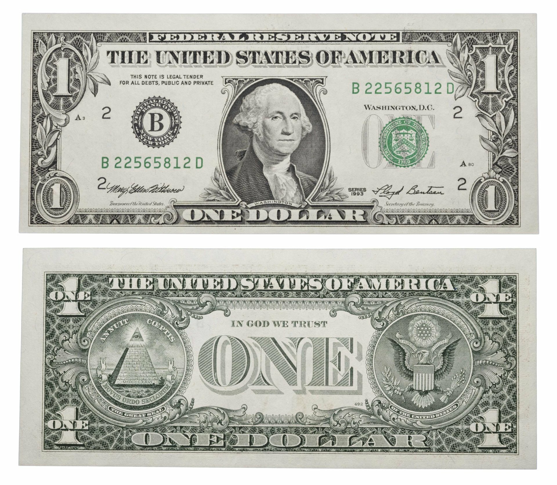 США 1 доллар 1993 год Pick 490а B-Нью Йорк