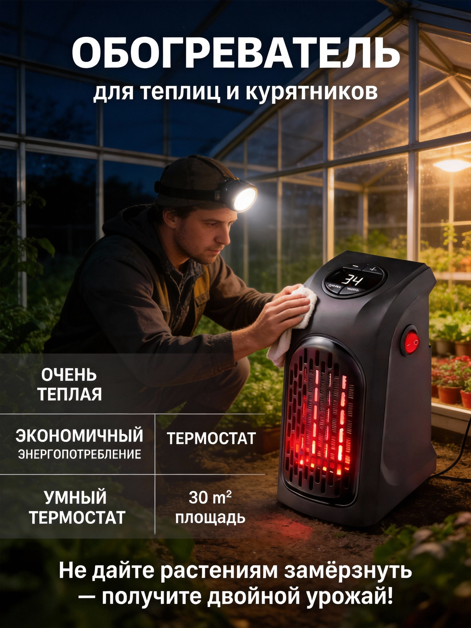 Обогреватель для теплиц, парников, курятников