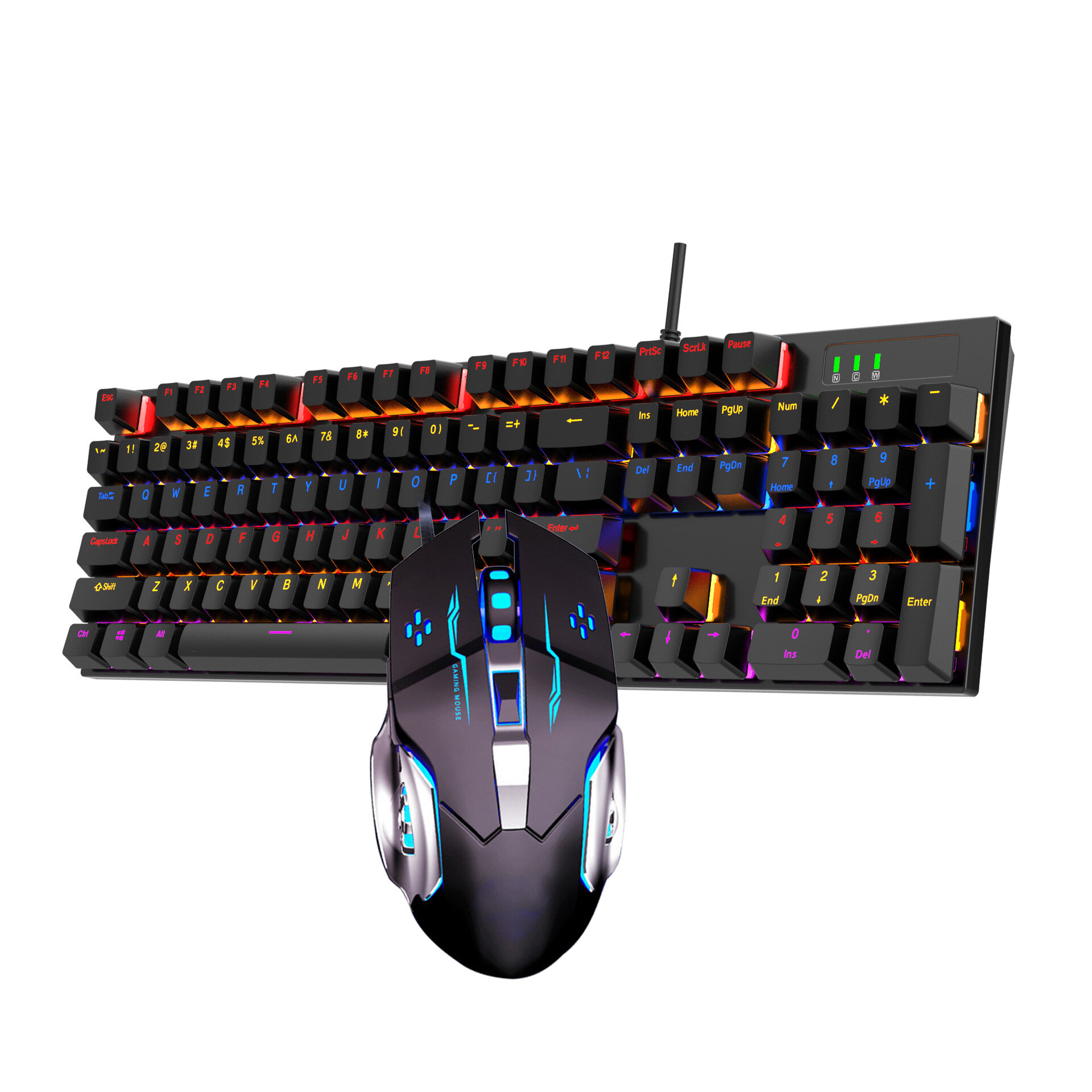 K104 Механическая клавиатура с RGB-подсветкой, синей клавишей, 26-клавишным анти-гостом для игр и офиса Цвет：K104