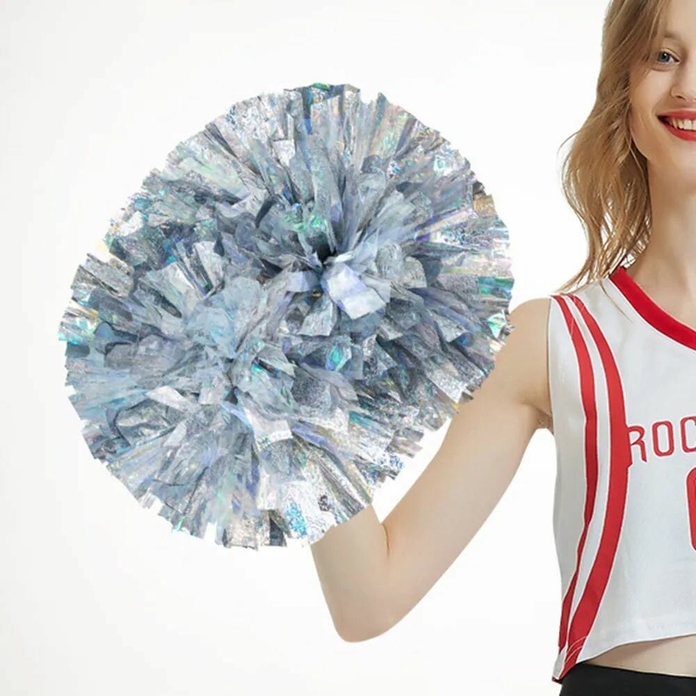 Двухсторонние помпоны для черлидинга: металлические блестки, прочная ручка