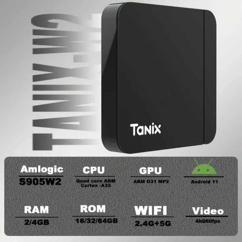 Караоке-система Tanix W2 4/32GB S905W2 смарт ТВ приставка Android 11 Караоке система
