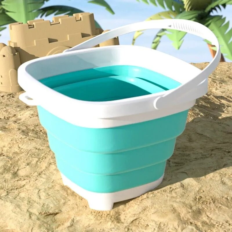 Набор для игры в песке / игрушки для песочницы / складное ведерко для песочницы с лопаткой(светло-желтый)(зеленый)