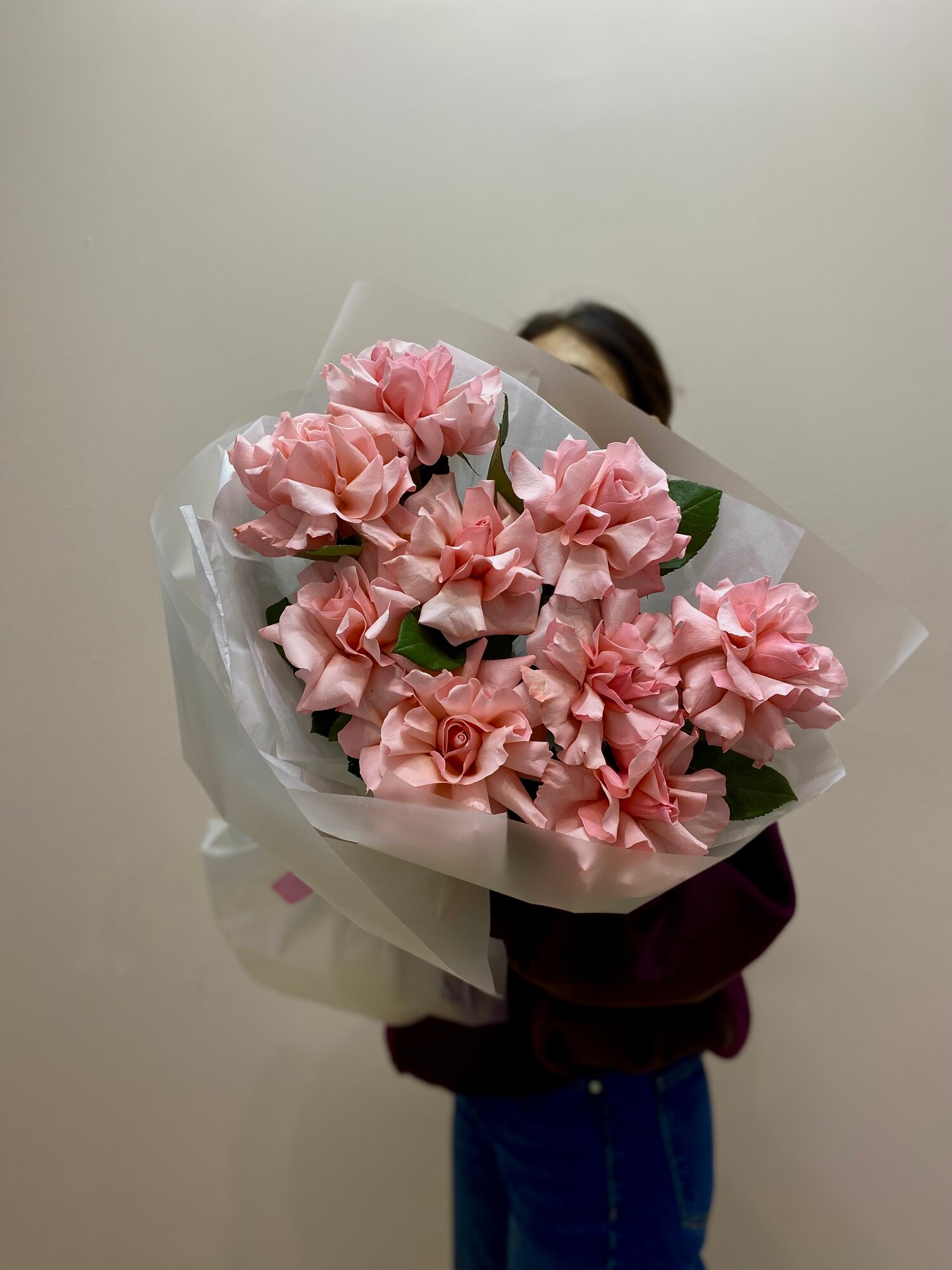 Букет живых цветов из французской розы 9шт