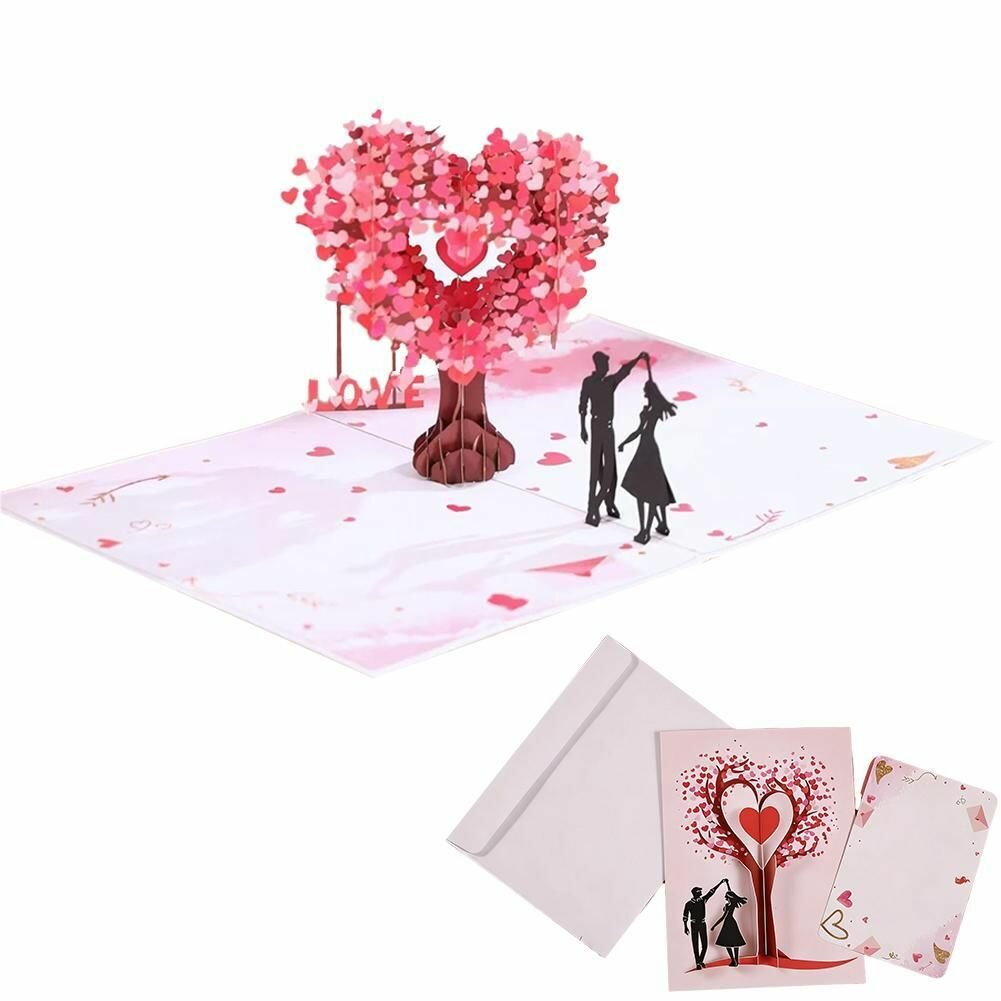 3D объемная открытка в виде сердца на День Валентина для девушки и свадьбы