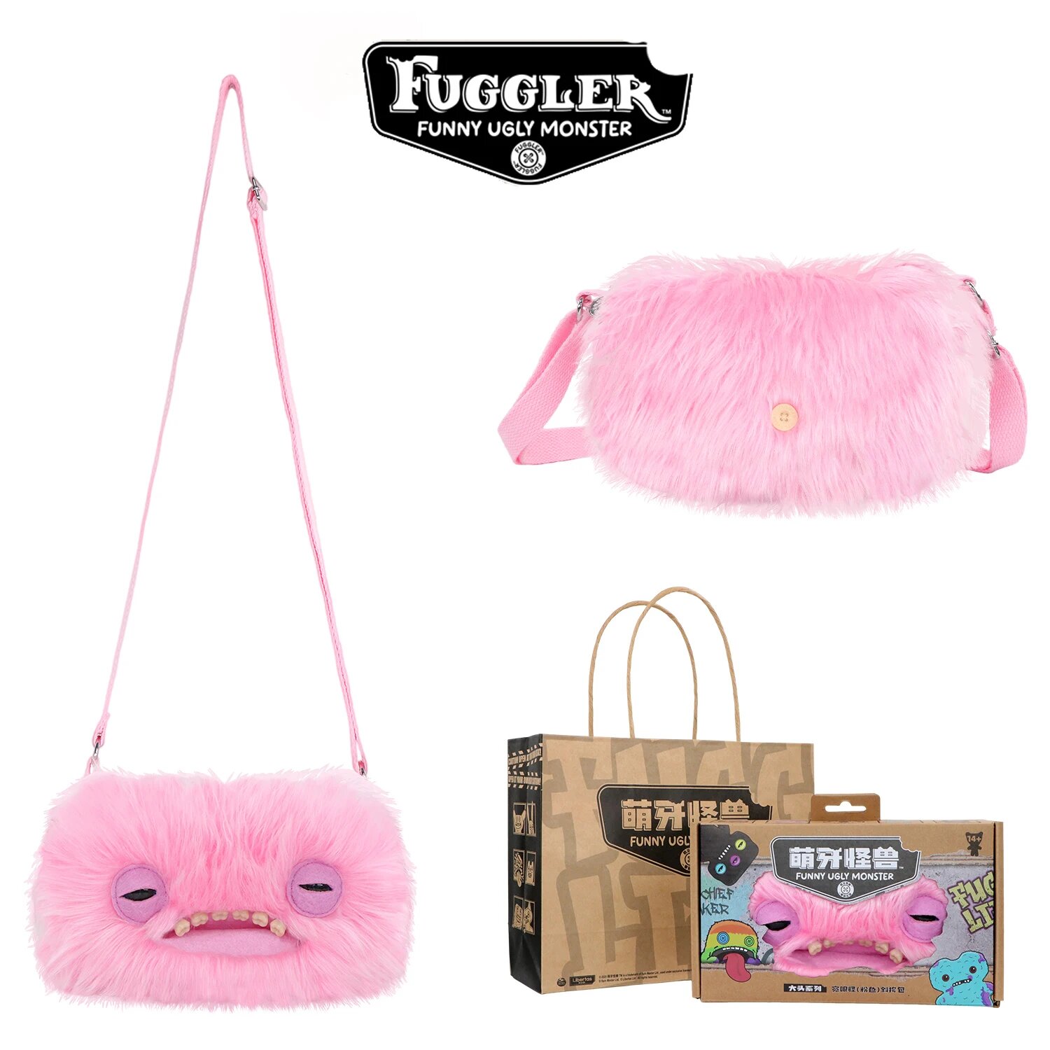Плюшевый рюкзак Fuggler Ugly Tooth Monster Розовый, Annoyed Alien Pink