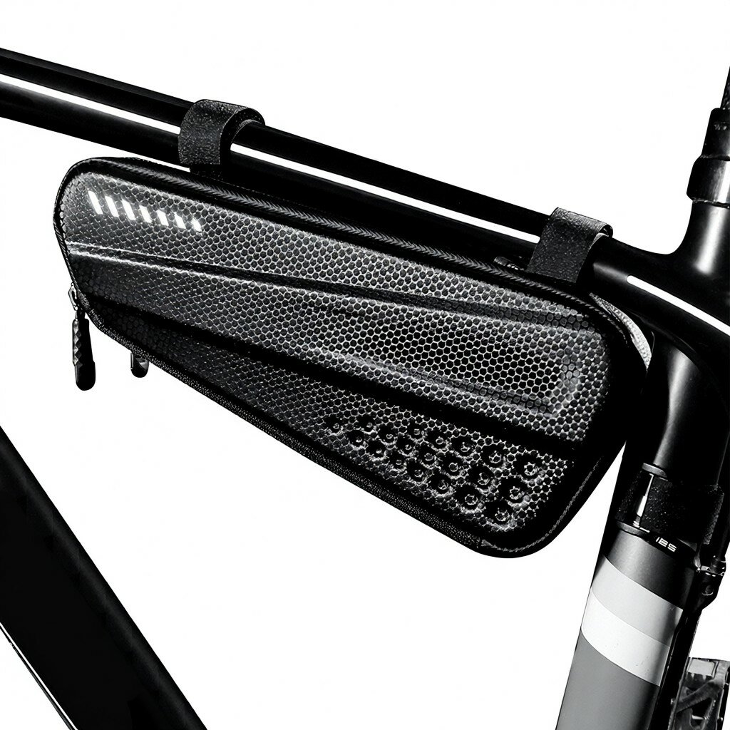 Сумка для велосипеда на верхнюю трубу, водонепроницаемая, жесткий корпус, сумка для рамы велосипеда, дорожный горный велосипед, чехол для хранения, сумка для велосипеда, аксессуары для велосипеда, материал PU + EVA, черный цвет, объем 1.2 л, размер 215 *