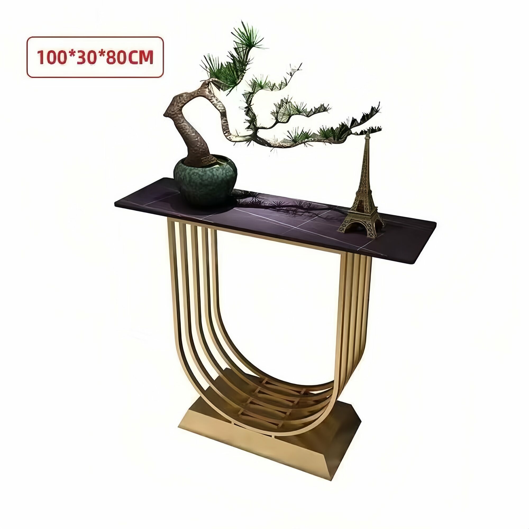 Консоль Мебель СВК Nordic Marble Entrance Table, классическая, металл, камень, 100x30x90 см