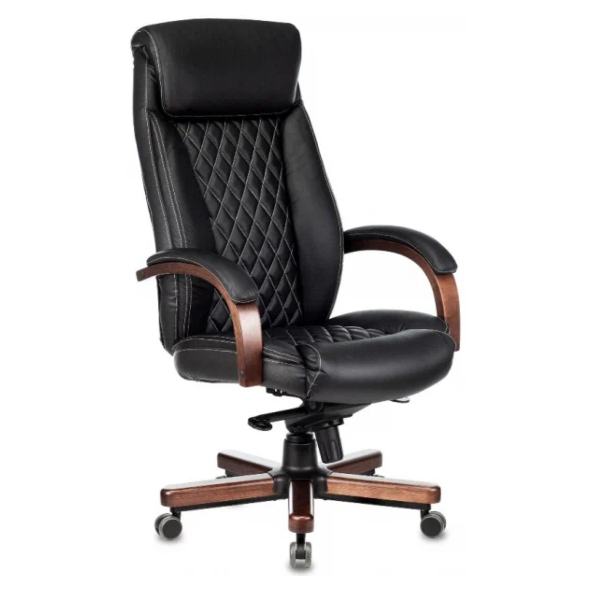 Кресло офисное Бюрократ T-9924WALNUT черный/коричневый, для руководителя, выдерживает до 200 кг