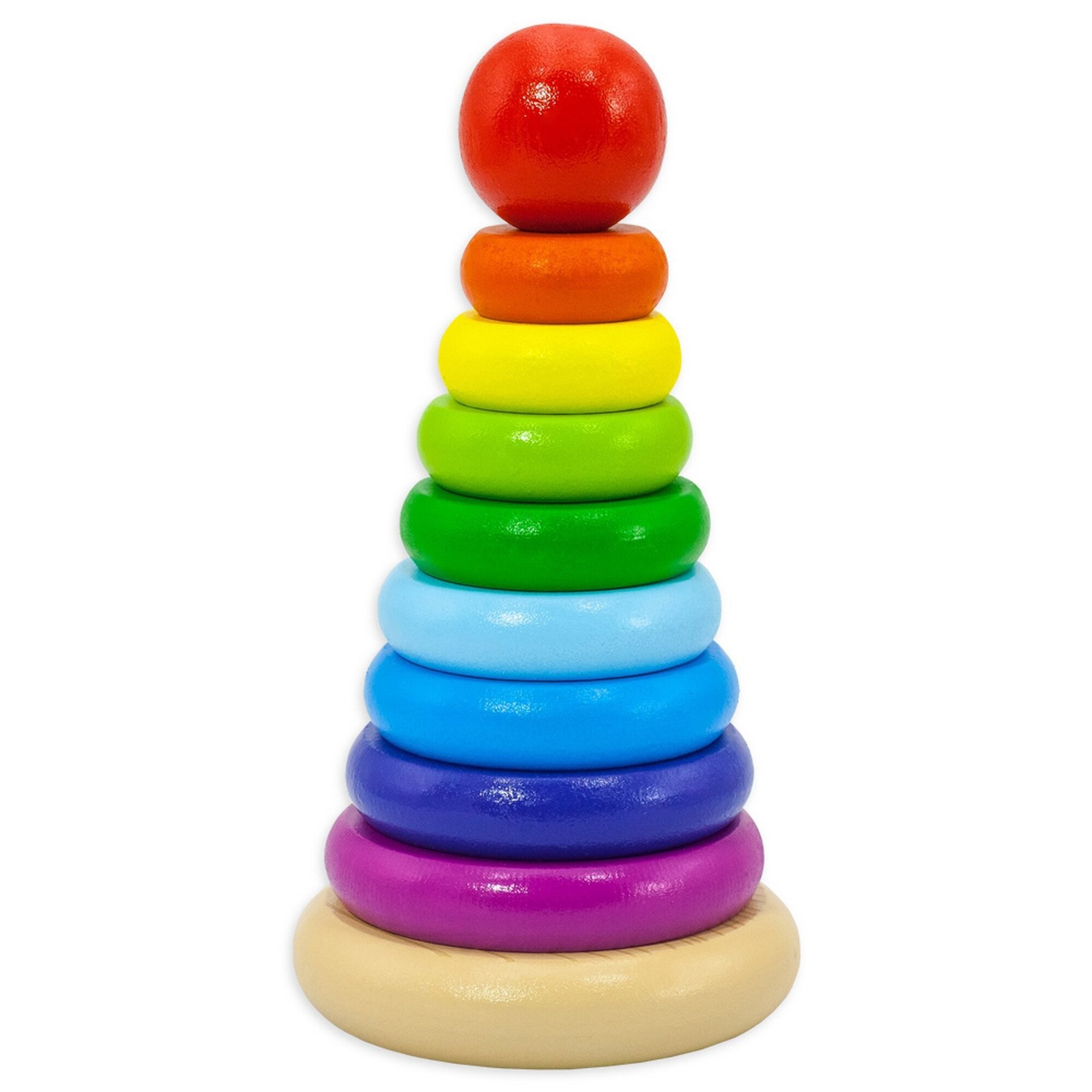 Пирамидка Alatoys "Десятка", деревянная, цветная, 10 элементов