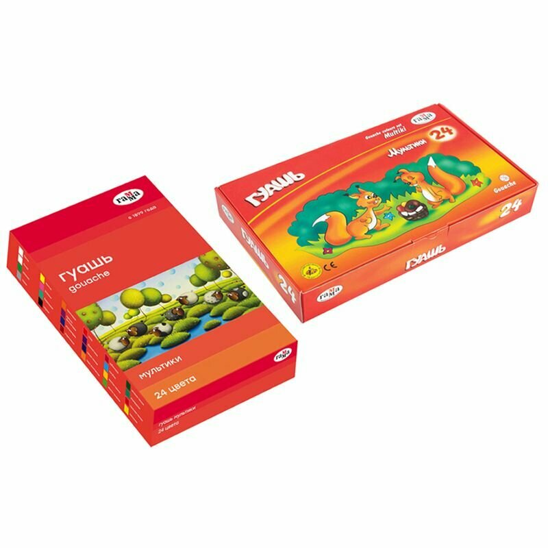 3 шт. Гуашь Гамма "Мультики", 24 цвета, 20мл, картон. упаковка