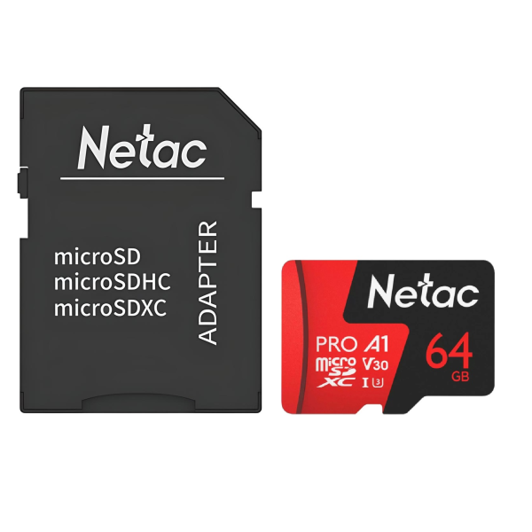 Карта памяти Netac P500 Extreme Pro 64GB Class10 100MB/s (NT02P500PRO-064G-R) + SD adapter