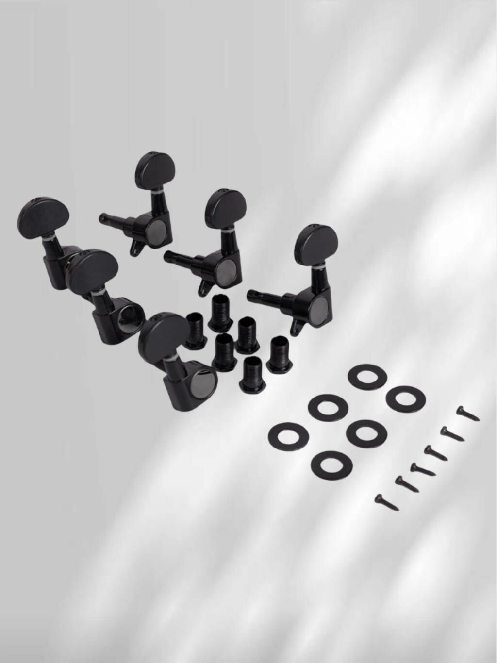 Металлические колки для гитары, 6 шт, Черный - Полностью закрыт