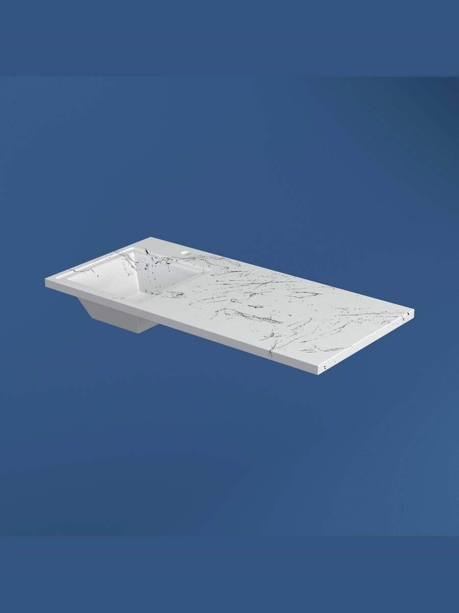 Раковина над стиральной машиной Марсал 105 х 48 левая, белый мрамор