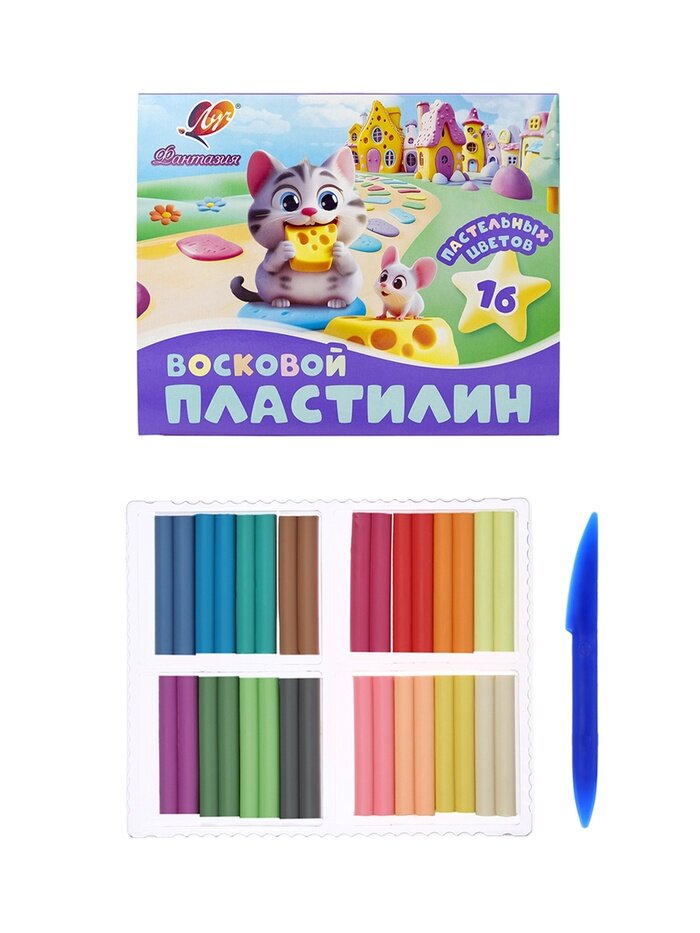 Пластилин мягкий (восковой) «Фантазия», 16 цветов, 240 г