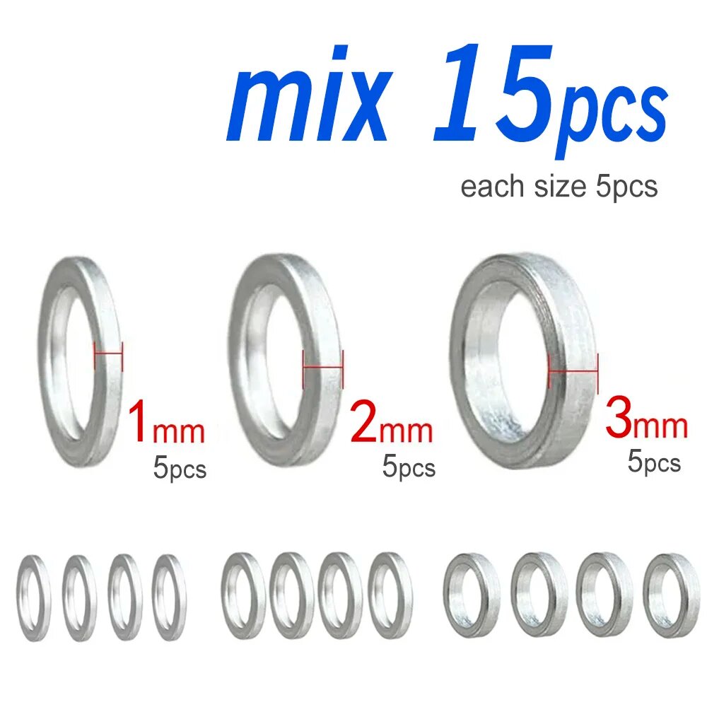 Проставки шатунов велосипеда, mix 15pcs, 1/2/3 мм