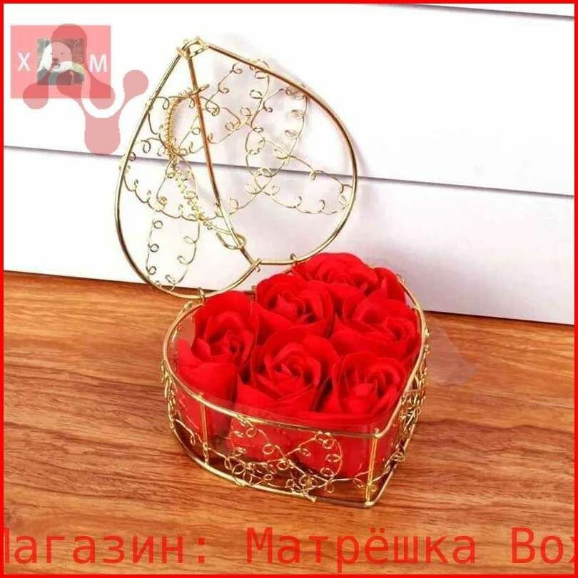 Букет из мыльных роз , розовые розы 6 шт, Цветы из мыла в подарок на день Рождения, маме, жене, дочке, любимой.