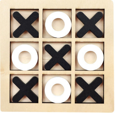 Двухуровневая доска для крестики-нолики из дерева, черно-белый, 14x14x0,9 см, детская игра