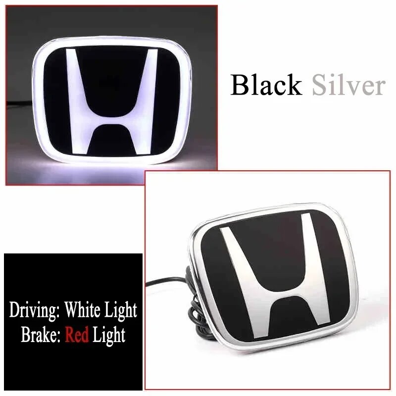 Светодиодная эмблема Honda BlackSilver 136x110mm