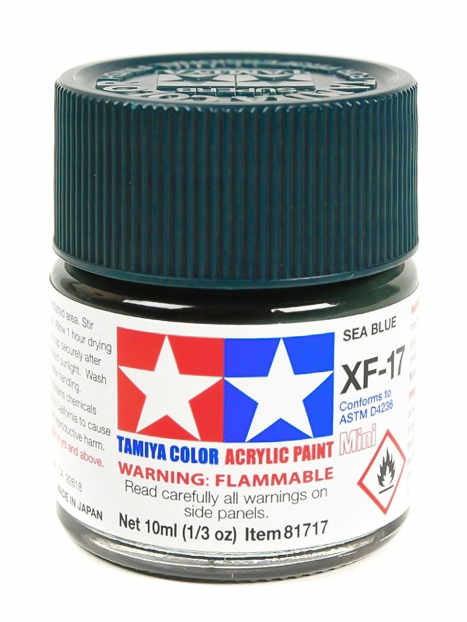 Краска акриловая Tamiya Color XF-17 Sea Blue 81717 морская синяя матовая, 10 мл