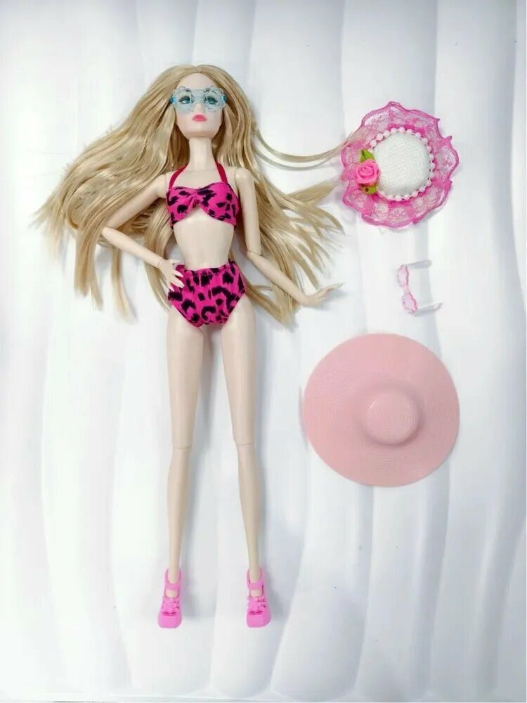 Супермодель Дуду, фигура золотого сечения, BJD, рост 32 см, серия "Летние вечеринки", в комплект входит кукла + купальник + обувь + шляпа*2 + солнцезащитные очки* 2