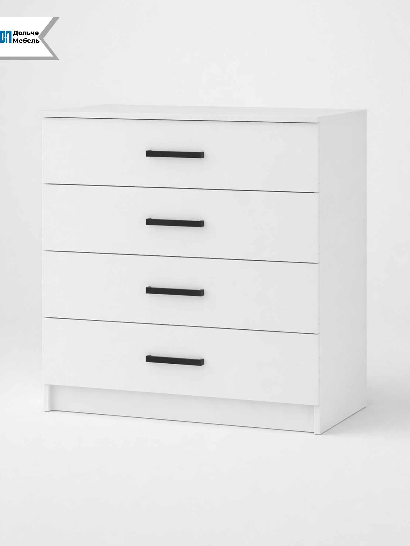 Комод БТС Мебель Фьюжн КМ-02 с ящиками, 85×87×50 см, для одежды в спальню и гостиную, цвет белый