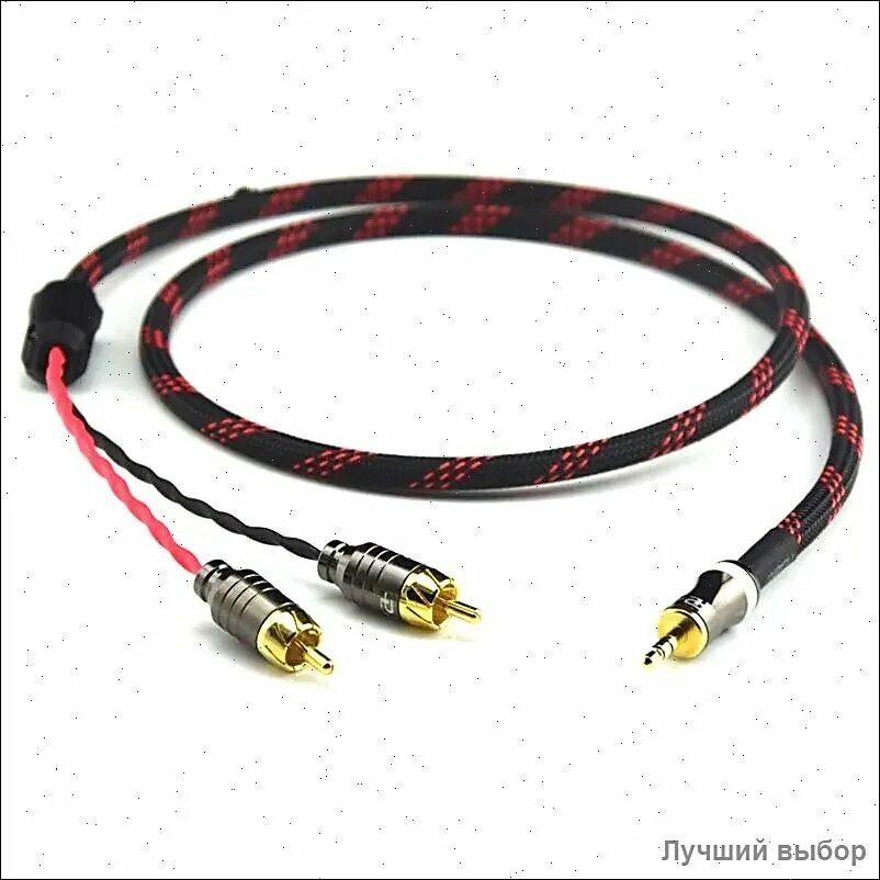 Аудиокабель 3.5 мм/RCA, 0.5 м, бордовый