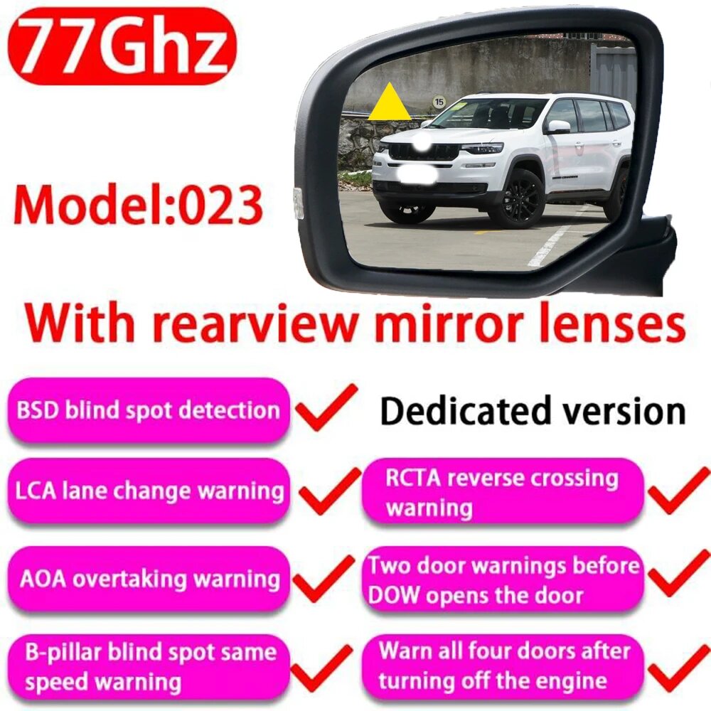 ZJCGO для Jeep Grand Commander 2018-2022 Обнаружение слепых зон автомобиля BSD BSA BSM Система предупреждения о вождении Радарное оповещение Зеркало 77Ghz With mirror
