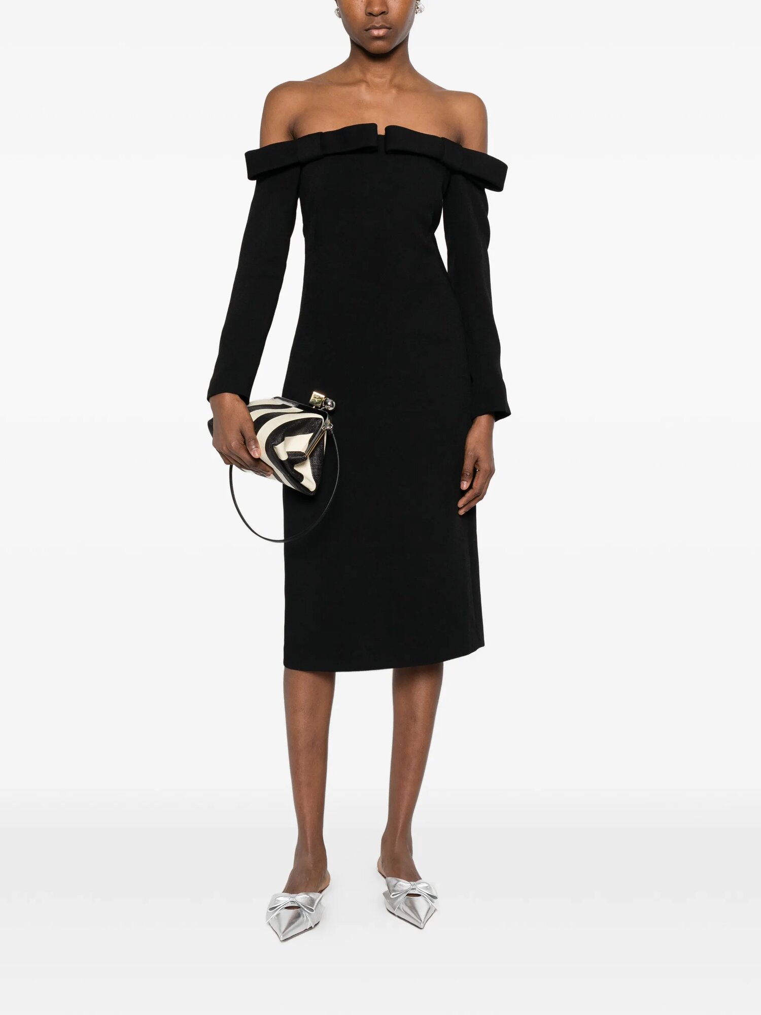 Платье N° 21 Off-shoulder midi dress, размер 44, black/black — фото 1