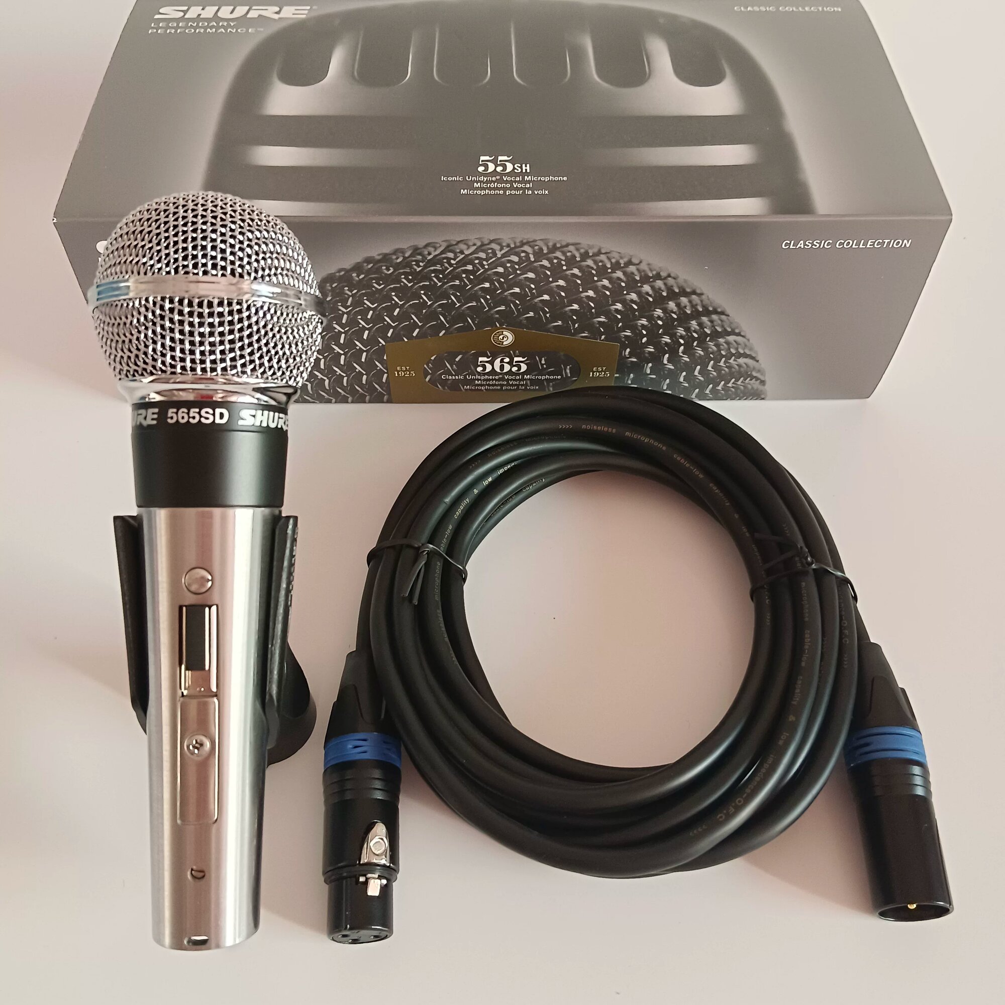 Shure 565SD динамический микрофон с кабелем XLR мужской-женский 5 метров для живых выступлений на сцене