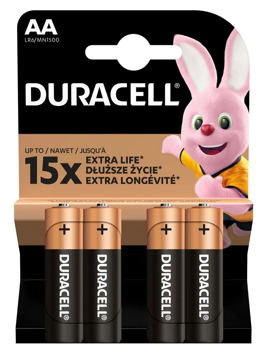 Батарейки алкалиновые Duracell Basic AA 1.5V (LR06) пальчиковые, 4 шт