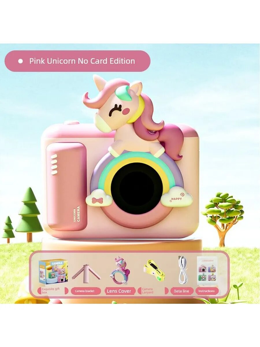 Детская цифровая камера Радужный Единорог без карты,9600W